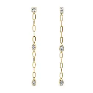 CLEMENCE WREN Asymmetric Gemstone Drop Earrings - Gold