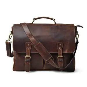 DÖTCH LEATHER Abai Leather Messenger Laptop Bag - Brown