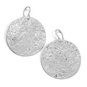 HEATHER HAWKINS Large Hand Hammered Disc Earrings Sterling Thirty Two Millimeters - Silver