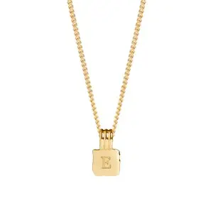 MURU Mini Initial Square Charm Necklace Gold