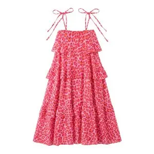 LATELIER LONDON Leopard Print Tiered Maxi Dress - Pink