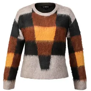 SMART AND JOY Check Pattern Oversize Jumper - Yellow