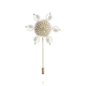 SAULE LABEL Gold / White Jolie Lapel Pin In White Pearl - Gold/white