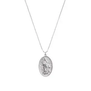 SEVEN SAINTS Seven Saints Quan Yin Embossed Sterling Silver Pendant Necklace Silver