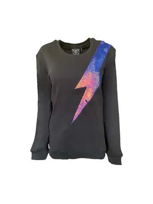 ANY OLD IRON Iridescent Sequin Lightning Sweatshirt - Gold/black