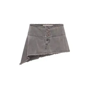 LOVE AND NOSTALGIA Black / Grey Little Shortie Asymmetrical Skirt Pigt Black - Black/grey
