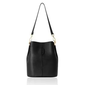 BETSY & FLOSS Lecco Leather Bucket Bag In Black