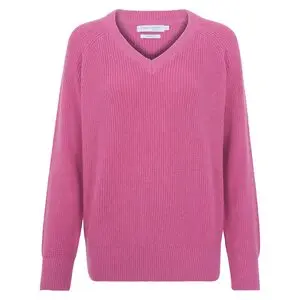 PAUL JAMES KNITWEAR Cotton Ribbed V-neck Jumper - Pink