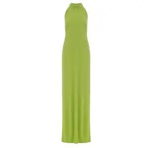 SEROTONINN Maxi Halter Neck Dress In Smoothie - Green
