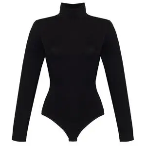 OH!ZUZA NIGHT&DAY Turtleneck Long Sleeve Viscose Bodysuit - Black