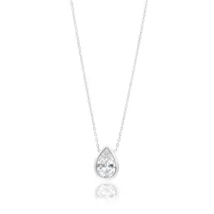 SHYMI Bezel-set Solitaire Necklace Pear - Silver