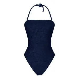 MAISON TANGERINE Marbella Deep Crinkle Swimsuit - Blue