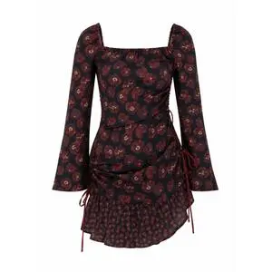 Carmen Says Lullaby Floral-printed Asymmetrical Short Dress