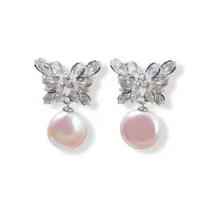 NINEMOO Rainbow Glow Pearl Earrings - Silver