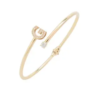 LATELITA Gold / White Initial Bangle Gold G - Gold/white