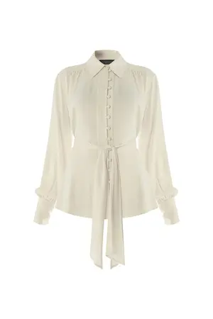 EXQUISE Neutrals Harlee Long Sleeve Harlee Shirt Ecru - Beige