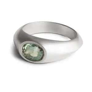 KASUN LONDON Signet Ring & Green Amethyst 2 - Silver