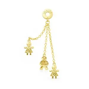UNALOE Gold Plated Family Charm Chain Earrings – Modern Symbolic Jewelry - Silver