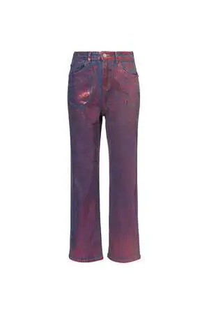AMY LYNN Lupe Denim Foil Coated Trousers - Red