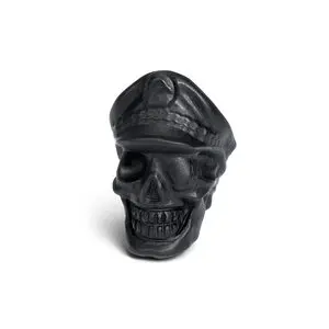 AWNL Obsidian Crystal Sailor's Pride Skull Sculpture - Black
