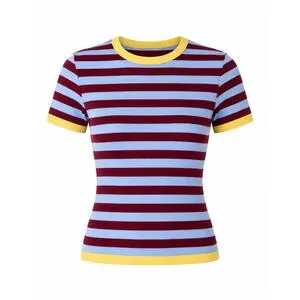 Mind Traveler Burgundy And Sky Striped T-shirt - Blue