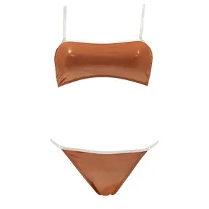 AULALA PARIS Twilight Glow Bandeau Bikini Set - Brown