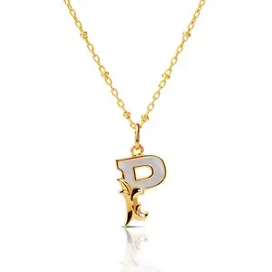 KASUN LONDON Plated P Initial Necklace With Mother Of Pearl - Gold