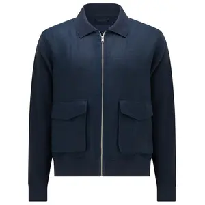 GUARDS LONDON Carter Linen & Knitted Casual Jacket - Blue