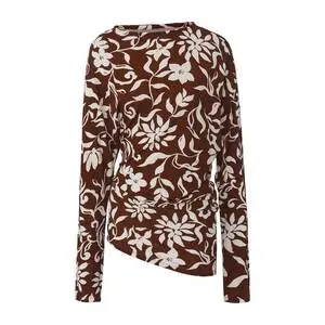 FRONT ROW SHOP Draped Floral Print T-shirt