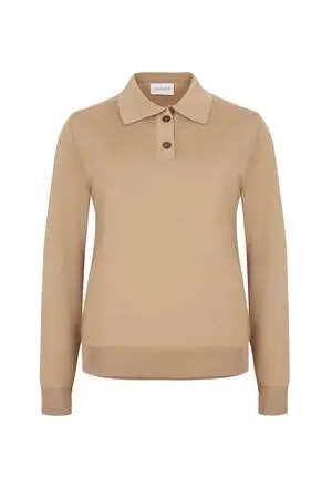 SALANIDA Neutrals Galante 100% Merino Polo Top - Beige