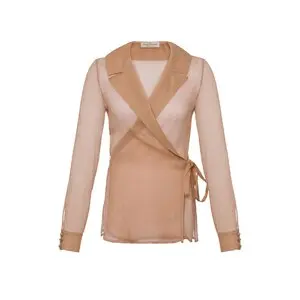 ANSE VICTORIN Neutrals Eva Silk Chiffon Blouse Nude - Brown