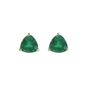JUVETTI  Trillion Emerald Stud Earrings In White Gold