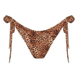 SOLEIL STATE Brown / Black Sunseeker Leopard Side Tie Bikini Bottoms - Brown/black