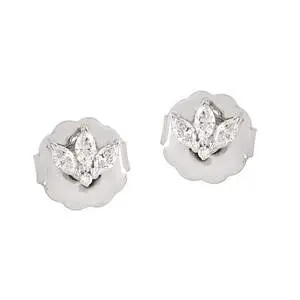 ARTISAN Marquise Diamond Stud Earrings In 14k Gold - White