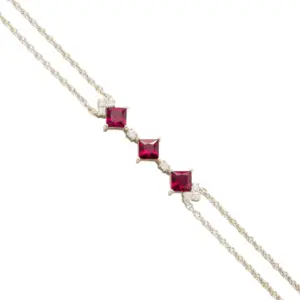 JUVETTI  White / Red / Silver Forma White Gold Bracelet In Ruby & Diamond - White/red/silver