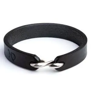 N'DAMUS LONDON Leather Bracelet With Hook Closure - Black