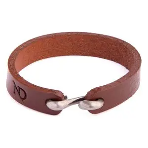N'DAMUS LONDON Leather Bracelet With Hook Closure - Brown