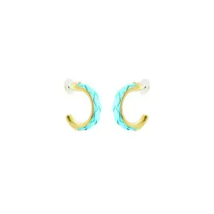 GISSA BICALHO Handmade Acrylic Earring Hoop Oca And Trece Turquoise - Blue