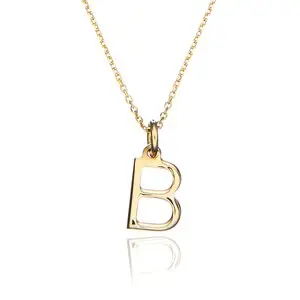 LILY & ROO Solid Small Initial Letter Charm Necklace - Gold