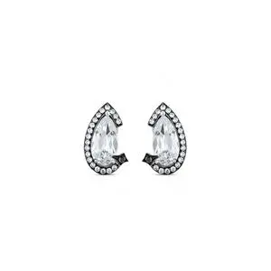 SALLY SKOUFIS Nourish Stud Earrings With Black Diamond And White Cz Diamond Stimulant - Black/silver