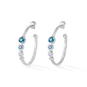 DOWER & HALL Blue Array Hoop Earrings In Sterling - Silver