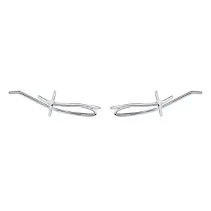 GOLD & HONEY Cross Ear Climbers - Silver