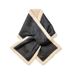 CIRCULAR PATH Neutrals Faux Shearling Vegan Scarf Cream - Black
