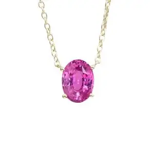 JUVETTI  White / Pink Ovo White Gold Necklace Set With Vivid Pink Sapphire - White/pink