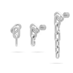 MEULIEN Long Or Short Convertible Link Chain Dangle Earrings - Silver