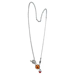 GEM KINGDOM Orange / Red Eye Love You Amber Eye & Red Heart Necklace Orange/red