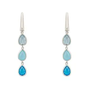 LATELITA Blue / Silver Sardinia Triple Teardrop Earrings Silver The Blues - Blue/silver