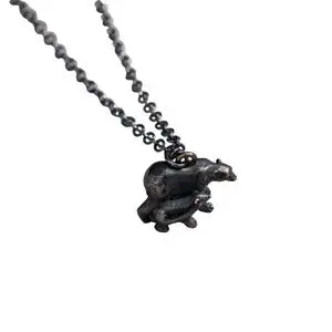 POSH TOTTY DESIGNS Oxidised Sterling Papa Bear Pendant Necklace - Silver