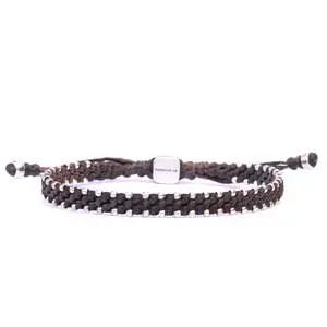 HARBOUR UK London Connection Silver Rope Bracelet - Brown