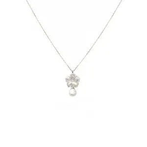 ALEGORIA JEWELLERY Silver / White Bavella Mini Round Pearl Necklace Silver - Silver/white